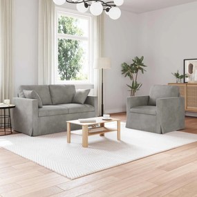 Set pohovek 2 ks Světle šedá samet 3407507