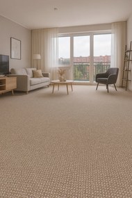 Spoltex, Metrážový koberec Texas 13 béžový, na míru, šíře 4m, béžová, filc, chodba / předsíň