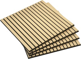 HOMCOM Sada akustických panelů 4 kusy 60 x 60 x 2.1 cm s dřevěným vzhledem jako zvuková izolace pro studia a kanceláře | Aosom