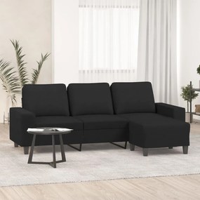 3místná pohovka s podnožkou černá 180 cm textil 3201155