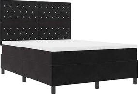 Postel s boxspringem s matrací s čelo Černý 140 x 200 cm samet 3339772