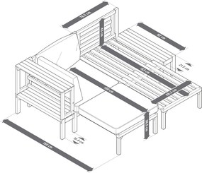 Tchibo - Zahradní pohovka se samostatně výsuvnými podnožkami - barva: šedá