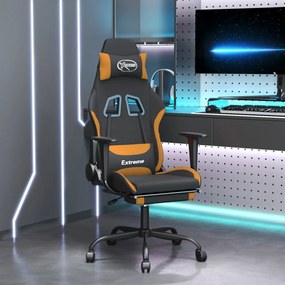 Herní židle s podnožkou černá a oranžová textil 3143727