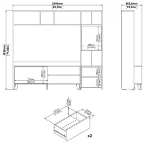 Tvilum TV stěna Nerea 320 jackson hickory/bílý lesk