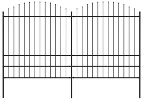 vidaXL Zahradní plot s hroty ocel (1,75–2) x 3,4 m černý