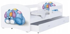 Dětská postel LUKI se šuplíkem BÍLÁ 160x80 vzor PEJSEK