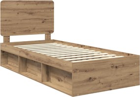 Rám postele Umělecký dub 100 x 200 cm Masivní borové dřevo 3412532