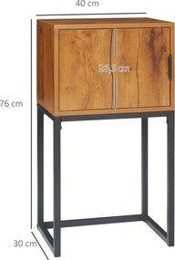HOMCOM Konzolový stolek do předsíně se skříňkou v industriálním designu, odkládací stolek, ocel, přírodní, 40x30x76 cm| Aosom