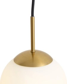Závěsné svítidlo Art Deco zlaté s opálovým sklem IP44 - Flore