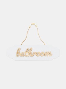 Sinsay - Závěsná dekorace na dveře s nápisem Bathroom - bílá
