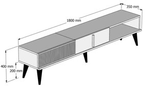 TV stolek Milan 180 cm ořech/černý mramor