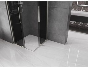 Mexen Velar Duo, sprchový kout s posuvnými dveřmi 100 x 100 cm, 8mm šedé sklo, broušená ocel, 871-100-100-42-97