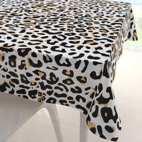 Biante Bavlněný čtvercový ubrus Sandra SA-409 Leopardí vzor na bílém 110x110 cm