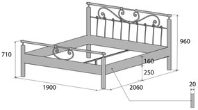Nábytek ATIKA s.r.o. Kovová postel VERDE Povrchová úprava: bílá, Rozměr: 180 x 200 cm
