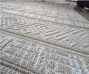 HU Béžový pruhovaný koberec Boho 881-B Rozměr: 60x100 cm