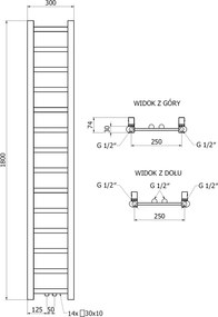 Mexen Bolt, topné těleso 1800 x 300 mm, 351 W, spodní a středové, bílá, W126-1800-300-00-20