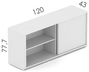 Skříň kancelářská EPIC, 4 police, posuvné dveře, šířka 120cm, výška 77,7cm