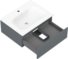 Mexen Rivel, koupelnová skříňka 60 cm s umyvadlem Vela, 1 zásuvka, drážkovaná, grafitová matná/bílá matná, 91A20-06023-1-BF66-W23M01