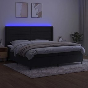 Box spring postel s matrací a LED černá 200x200 cm samet 3139645