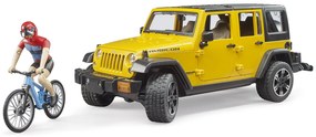 Bruder Jeep Wrangler Rubicon s cyklistou a kolem