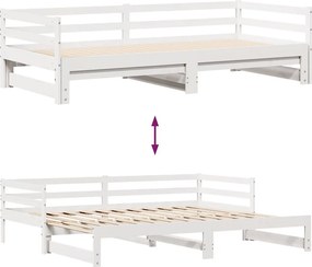 Válenda se zásuvkami bílá 90 x 200 cm masivní borovice 3302145