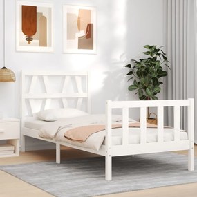 vidaXL Rám postele s čelem 90 x 200 cm masivní dřevo [3192477] Barva: Bílá