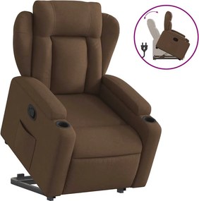 Zvedací polohovací křeslo hnědé textil 3204486