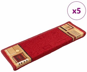 Nášlapy na schody samolepicí 5 ks 65x21x4 cm červené 149838