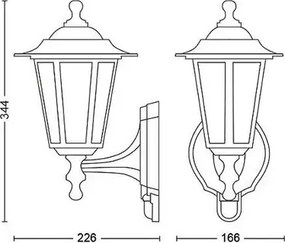 Philips Peking 60W černá / Venkovní nástěnná lampa s čidlem / E27 / IP