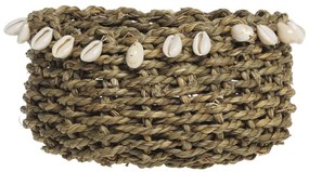 Košík z mořské trávy zdobený mušlemi Shells - Ø 10*18 cm
