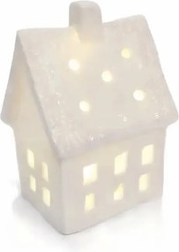 LED dekorace keramický domeček 7 × 6 × 10 cm, teple bílá, 2× LR44