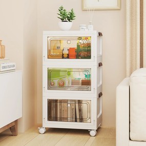 Costway Úložný box s víkem skládací boxy pro ukládání3sada plastová krabice