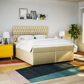 Box spring postel s matrací krémová 200x200 cm textil 3290607