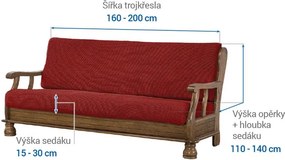 Super strečové potahy NIAGARA cihlová trojkřeslo s dřevěnými rukojeťmi (š. 160 - 200 cm)