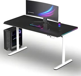 ULTRADESK Quest bílá černá / Herní stůl / 140 x 70 cm / 72-120 cm / el