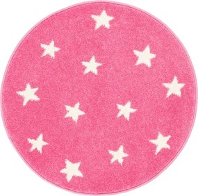 Dětský kulatý koberec Agnella Funky Top Hvězdy růžový Rozměr: průměr 133 cm