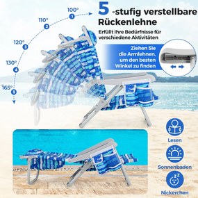 Costway Skládací plážové křeslo s nastavitelným opěradlem Lehké