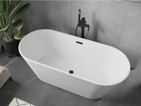 Mexen Flavia, volně stojící vana 150 x 75 cm, bílá, černý matný přepad, 54031507500-70