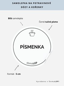 PÍSMENKA  – bílá samolepka na dózu, tučné písmo, 5 cm | DomaLEP