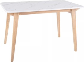 Jídelní stůl Marcus 120 cm z masivu bílý mramor/dub přírodní