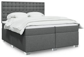 Box spring postel s matrací tmavě šedá 200x200 cm textil 3290610