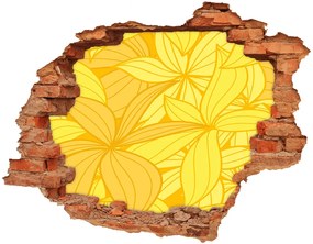 Wallmuralia Nálepka 3D díra na zeď Žluté květiny pozadí 90x70 cm