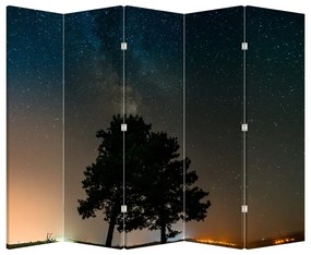Paraván - Noční obloha se stromy (210x170 cm)