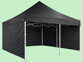 Rozkládací stan 5×5 m – hliníkový hexagon profi, Černá