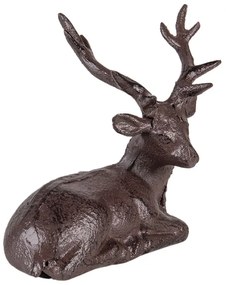 Hnědo černá kovová dekorativní soška jelena – 15x9x15 cm