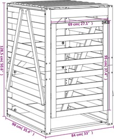 vidaXL Úložný box na popelnici 84 x 90 x 128,5 cm masivní douglaska [825104] Barva: Šedá borovice