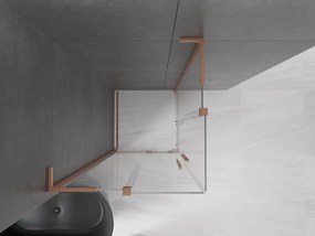 Mexen Velar L Duo, sprchový kout s posuvnými dveřmi 100 x 100 cm, 8mm čiré sklo, měděná matná, 871-100-100-02-03-65