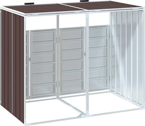 vidaXL Box na 2 popelnice 144 x 81 x 113 cm ocel [4006178] Barva: Hnědá