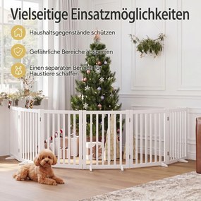 Costway Dřevěná vrátka pro psy skládací vrata pro mazlíčky s 3 opěrnými