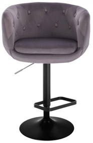 LuxuryForm Barová židle MONTANA VELUR na černém talíři - šedá